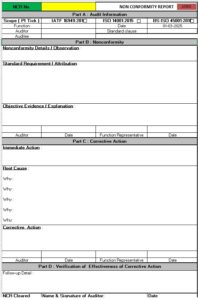 NCR Report Template - Quality Corner