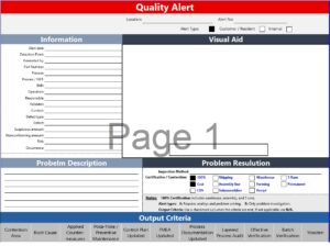 Quality Alert Template - Quality Corner